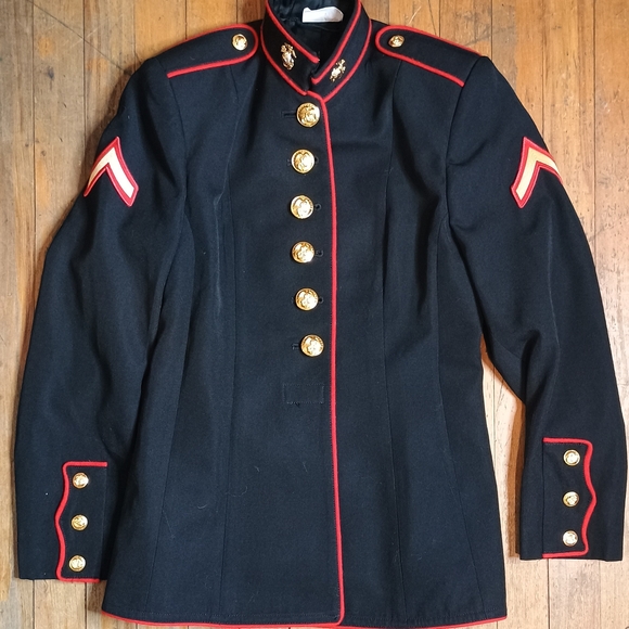 Jackets & Coats | Mens Black Military Style Jacket With Red Accents ...